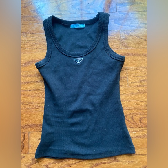 Prada | Tops | Prada Womens Ribbed Knit Jersey Tank Top | Poshmark